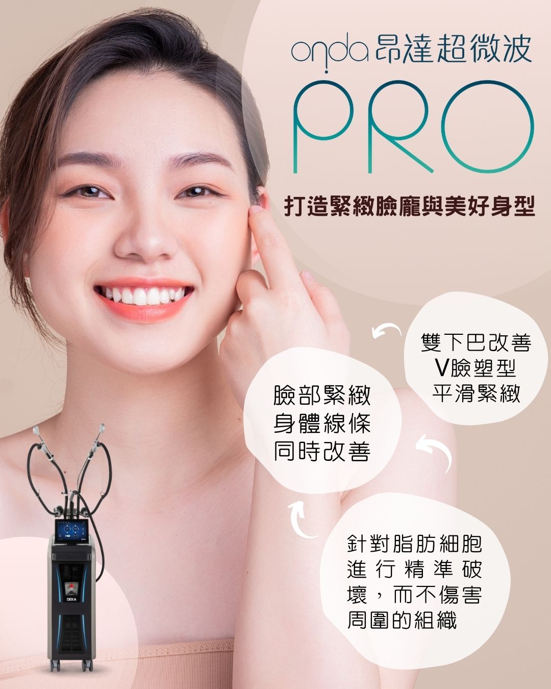 ONDA PRO超微波：重塑臉頸線條、精準打擊脂肪、完美雕塑體態 - 恩緹醫美｜變美的事交給恩緹｜anti.tw